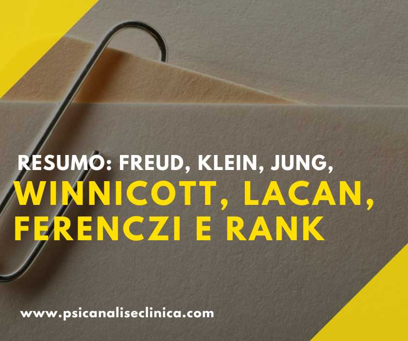 Resumo: Freud, Klein, Jung, Winnicott, Lacan, Ferenczi e Rank ...